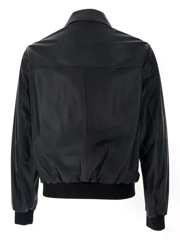 Emporio Armani Ribbed-trim Leather Jacket