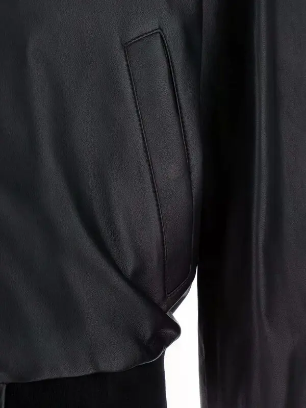Emporio Armani Ribbed-trim Leather Jacket