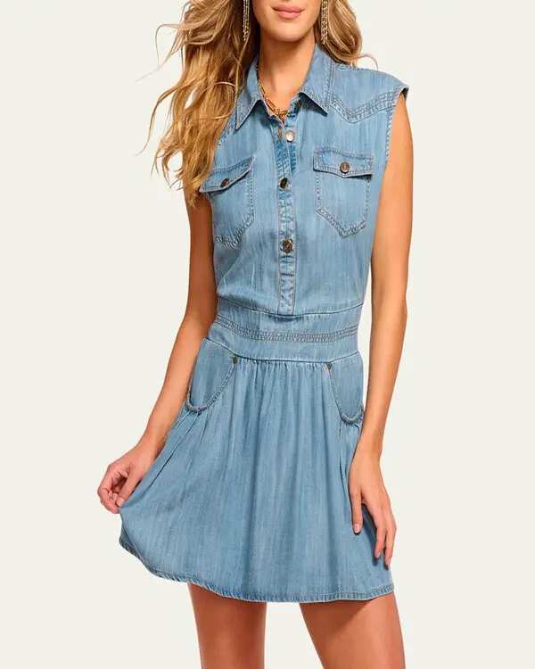 Ramy Brook Paxton Denim Mini Shirtdress