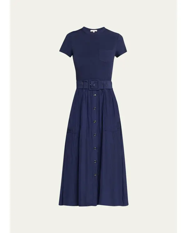 Ramy Brook Sylvie Belted Midi Dress - Spring Nav