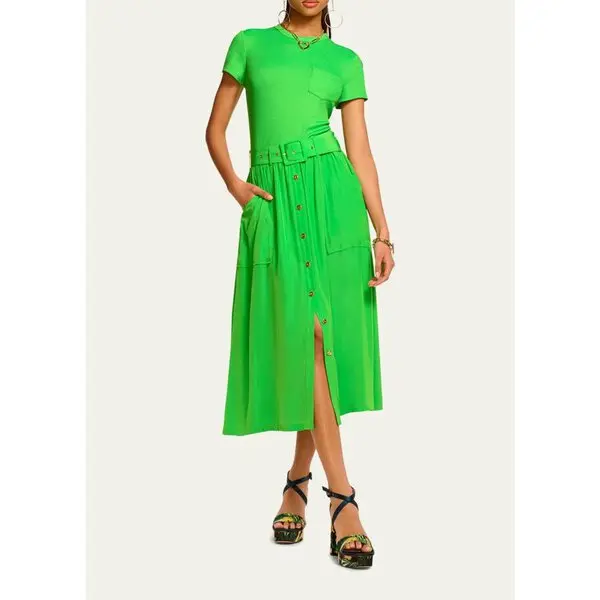 Ramy Brook Sylvie Belted Midi Dress - Spring Nav
