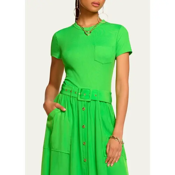 Ramy Brook Sylvie Belted Midi Dress - Spring Nav