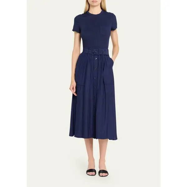 Ramy Brook Sylvie Belted Midi Dress - Spring Nav
