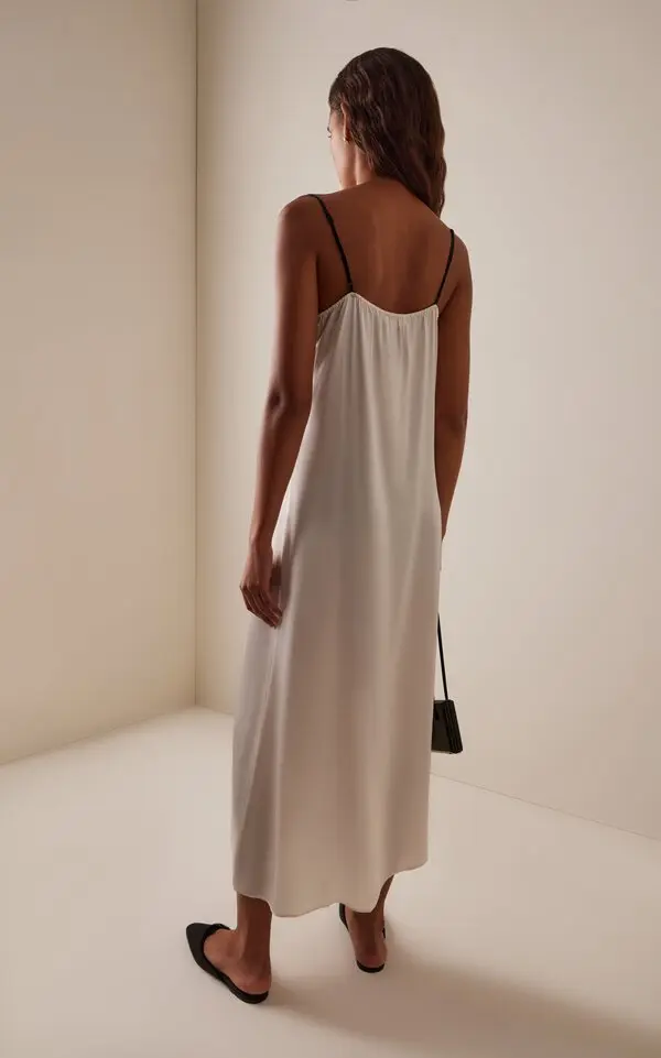 Co Lace Slip Dress In Silk Satin - Ivory