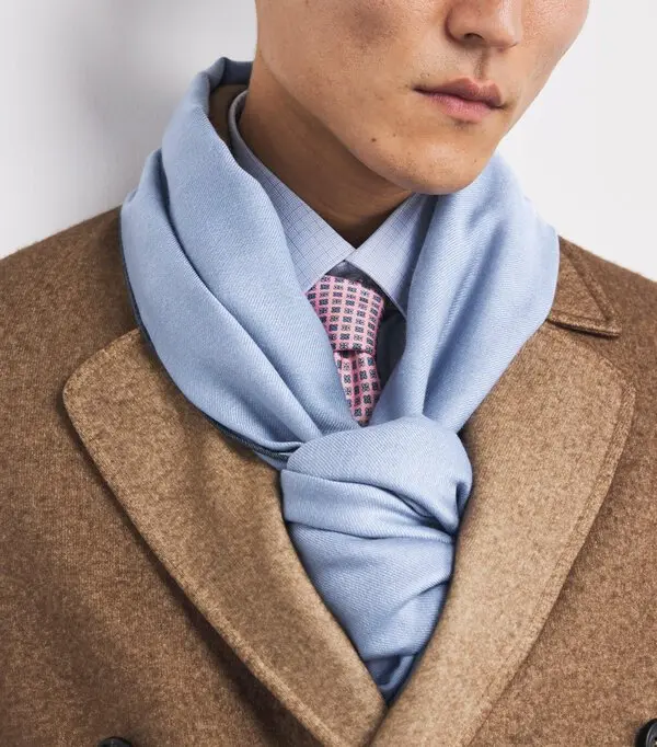 Brioni Linen-silk Logo Scarf