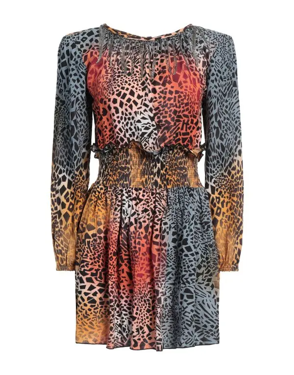 CONNOR & BLAKE Viscose Mini Dress With Shirring And Fringes