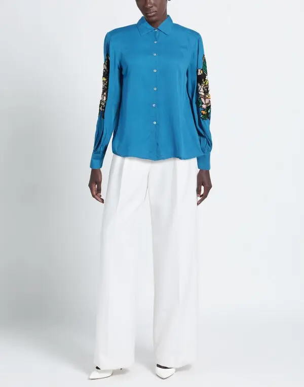 CONNOR & BLAKE Satin Shirt With Appliqués