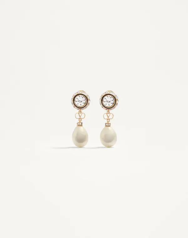 Valentino Garavani Vlogo Signature Earrings - Gold/black/crystal/cream