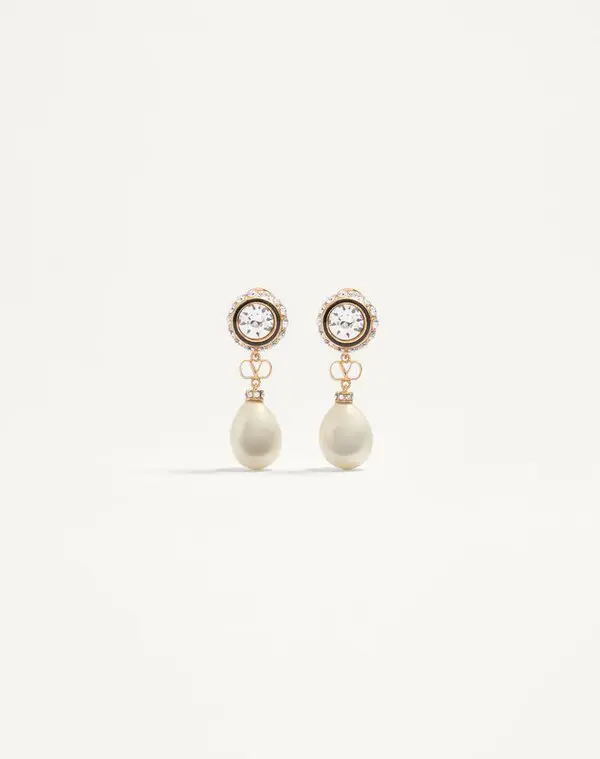 Valentino Garavani Vlogo Signature Earrings - Gold/black/crystal/cream