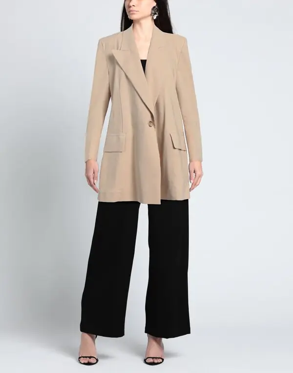 LOW CLASSIC Single-breasted Blazer In Polyester, Cotton, Linen, Polyurethane, And Nylon - Beige
