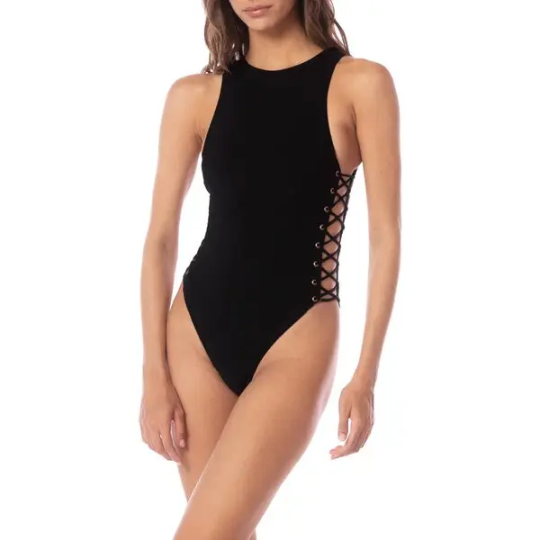MAAJI Fleur Lace-up One-piece Swimsuit - Black