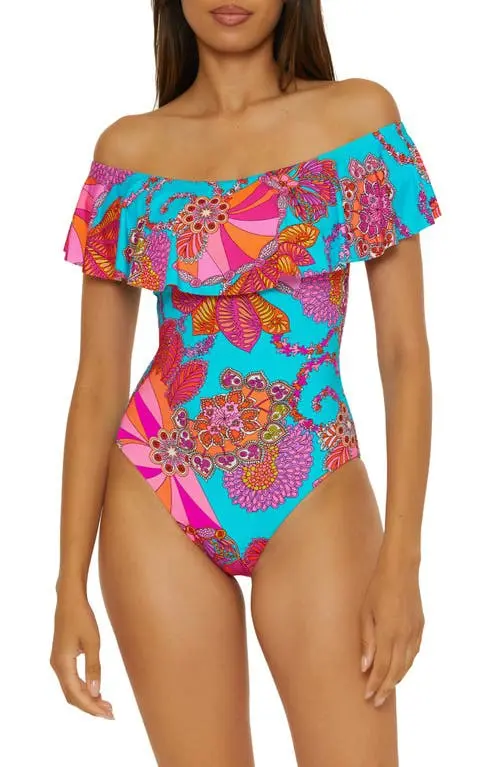 Trina Turk Meilani Off-the-shoulder One-piece Swimsuit - Blue Multi