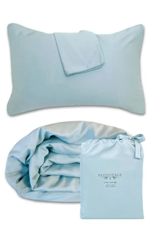 BEDVOYAGE Luxury 100% Viscose Cooling Duvet Cover With Shams - Sky