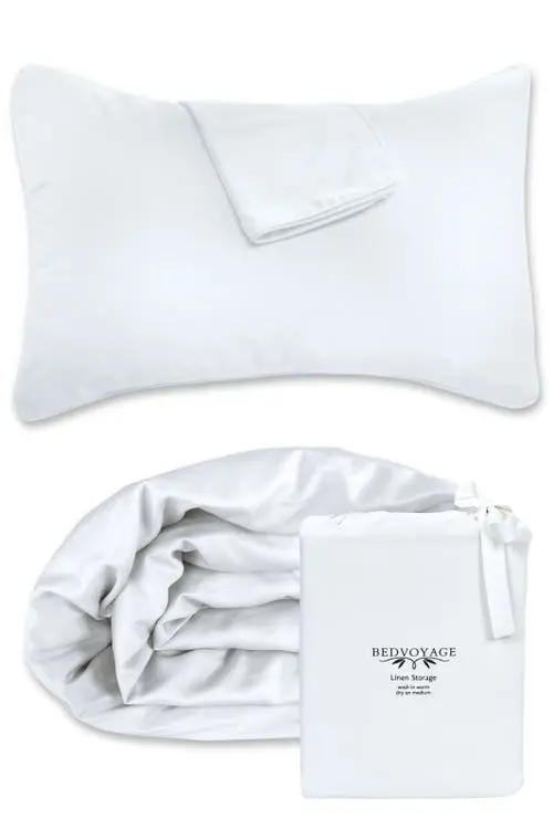 BEDVOYAGE Luxury 100% Viscose Cooling Duvet Cover With Shams - White