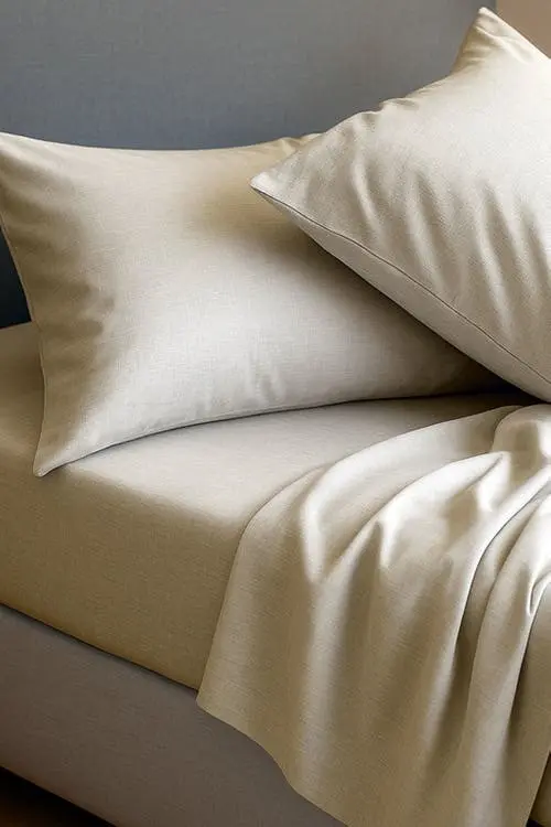 BEDVOYAGE Melange Viscose Cotton Sheet Setbreathable & Cozy Comfort - Sand
