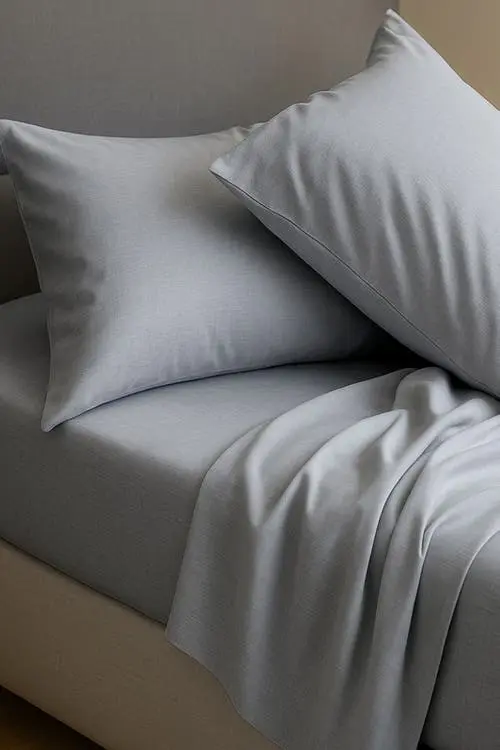 BEDVOYAGE Melange Viscose Cotton Sheet Setbreathable & Cozy Comfort - Silver