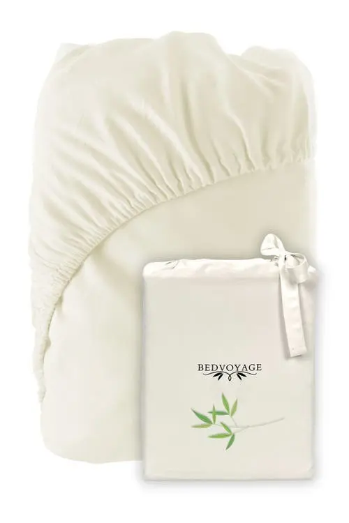 BEDVOYAGE Luxury 100% Viscose Cooling Deep-pocket Fitted Sheet - Ivory