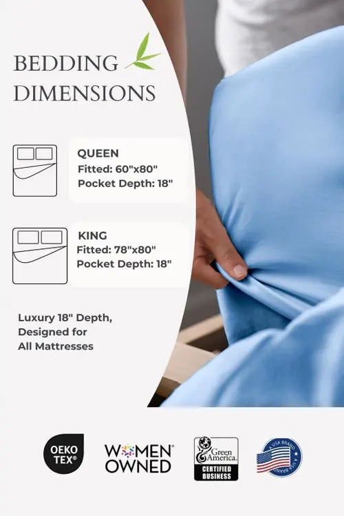 BEDVOYAGE Luxury 100% Viscose Cooling Deep-pocket Fitted Sheet - Ocean