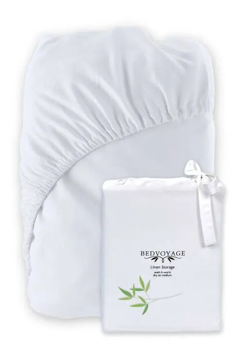 BEDVOYAGE Luxury 100% Viscose Cooling Deep-pocket Fitted Sheet - White