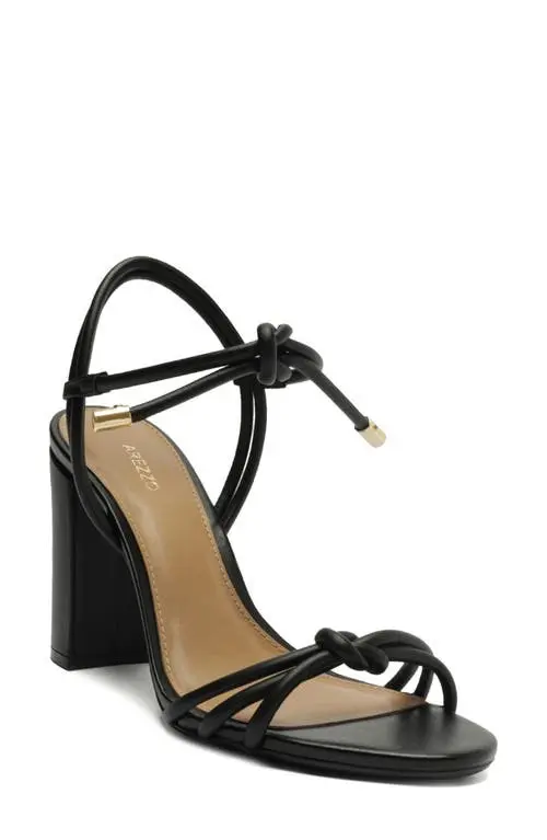 AREZZO Camila Ankle Strap Sandal - Black Leather