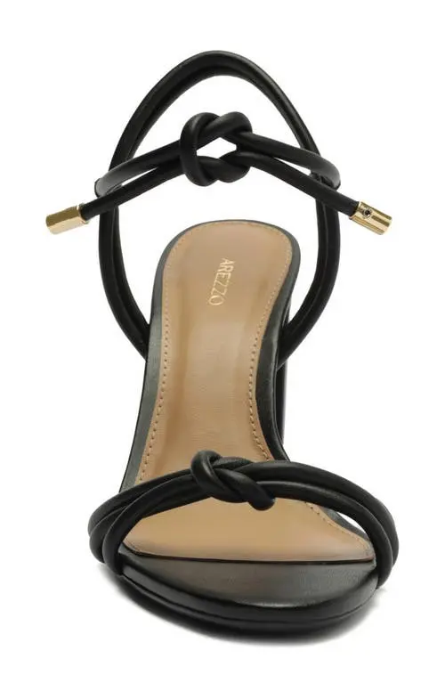 AREZZO Camila Ankle Strap Sandal - Black Leather