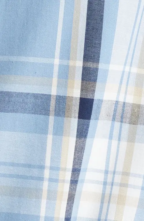 Majestic International Plaid Cotton Oxford Cloth Robe - Chambray
