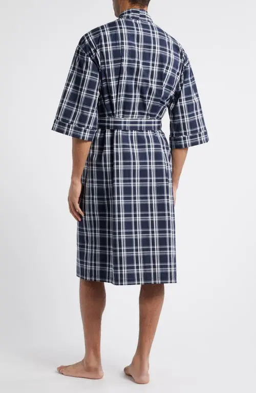 Majestic International Plaid Cotton Oxford Cloth Robe