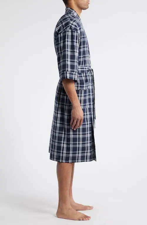Majestic International Plaid Cotton Oxford Cloth Robe