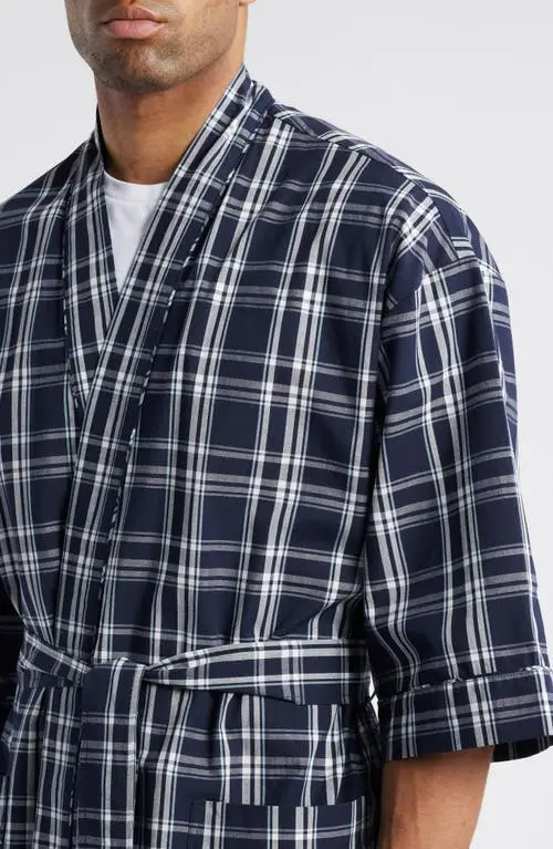 Majestic International Plaid Cotton Oxford Cloth Robe
