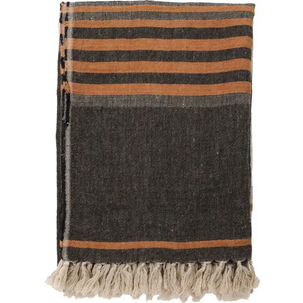 POM POM AT HOME Bruno Oversize Linen Throw Blanket - Charcoal