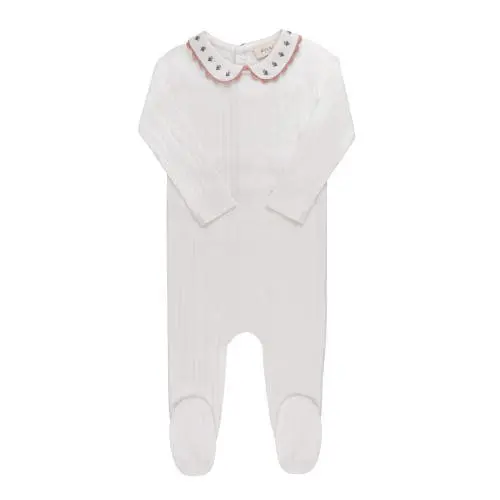 ELY'S & CO. Wave Collection Tulip Collar Footie - Ivory Tulip