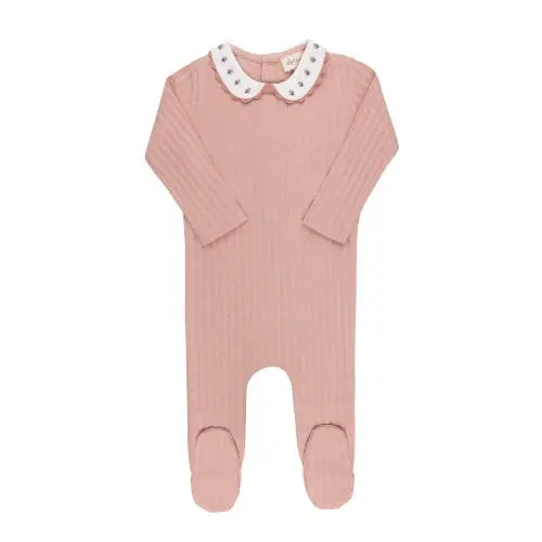 ELY'S & CO. Wave Collection Tulip Collar Footie - Rose Tulip