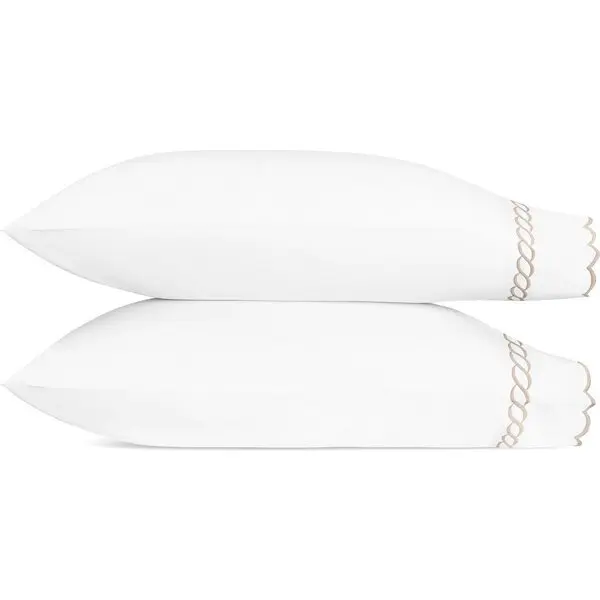 MATOUK Classic Chain Scallop Set Of 2 Pillowcases - Dune