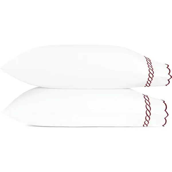 MATOUK Classic Chain Scallop Set Of 2 Pillowcases - Red