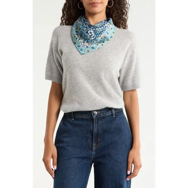 Nordstrom Print Silk Square Scarf - Ditzy Blue Florals
