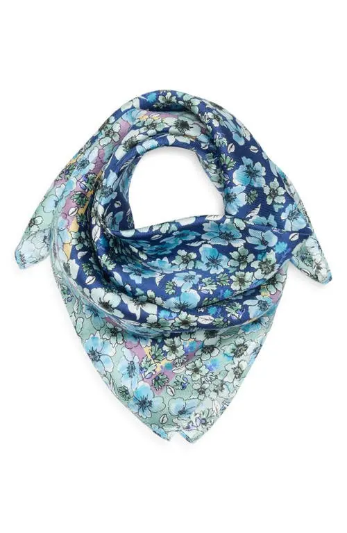 Nordstrom Print Silk Square Scarf - Ditzy Blue Florals