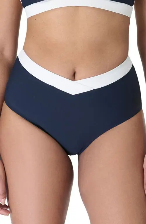 Sweaty Betty Wrap Front High Waisted Bikini Bottom - Navyblue Lilywhite