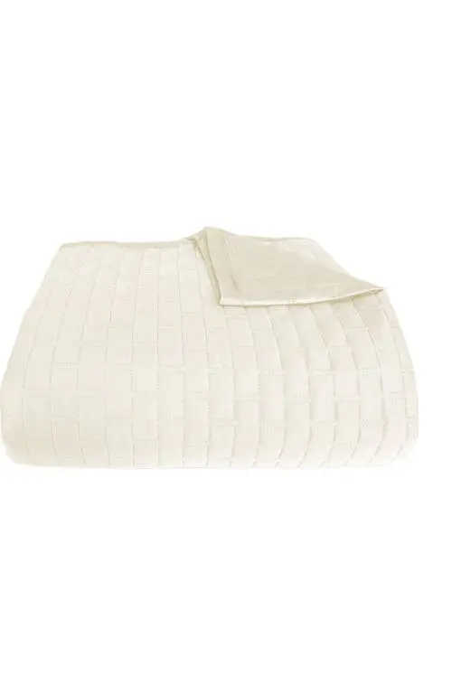 BEDVOYAGE Luxury 100% Viscose Cooling Quilted Brick Coverlet - Ivory