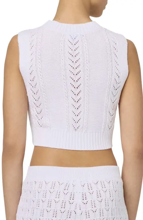 FLORENCE BY MILLS Pointelle Knit Crop Tank - Brt White