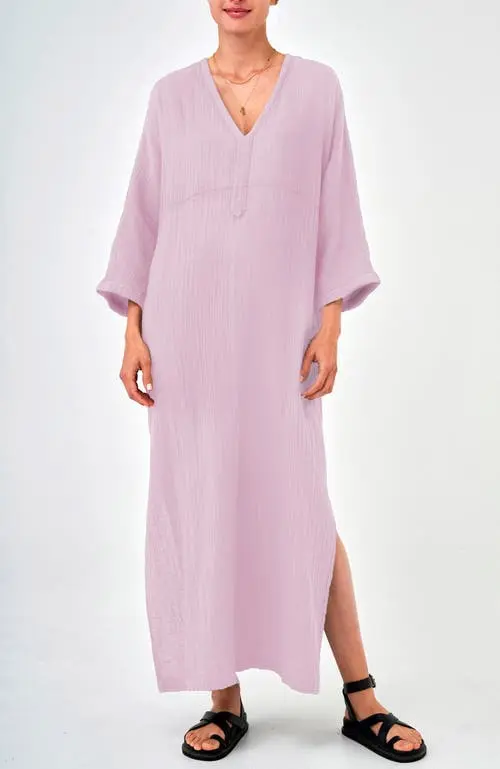 OCEAN+MAIN Gauze Arc Seam Caftan - Shell Pink