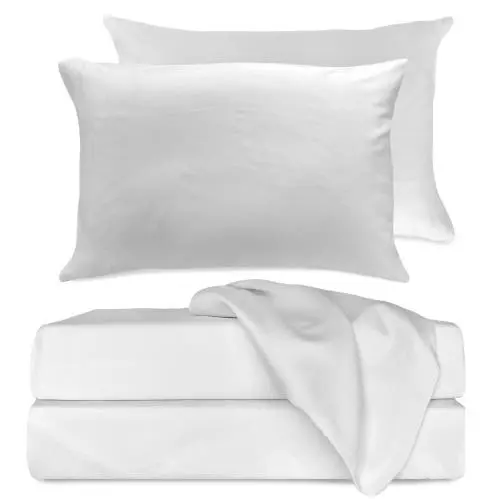 BEDVOYAGE Luxury 100% Viscose Cooling Bed Sheet Set - White