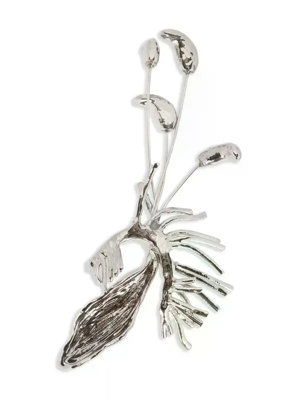 Dries Van Noten Floral-Motif Brooch - Silver | Editorialist