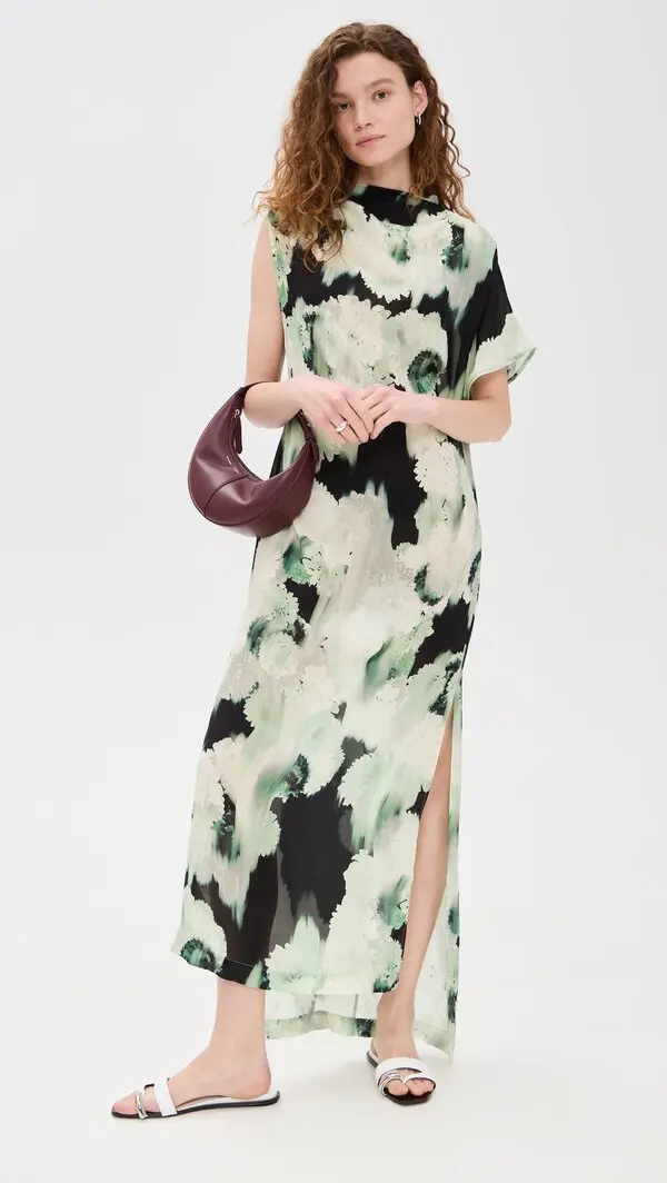 Rodebjer Alana Blurry Asymmetrical Dress In Blurry Flower Green - 50% Off |  Editorialist