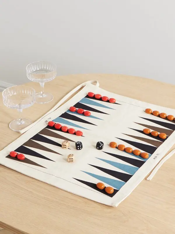FOURTH STREET Canvas, Wood And Metal Backgammon Set