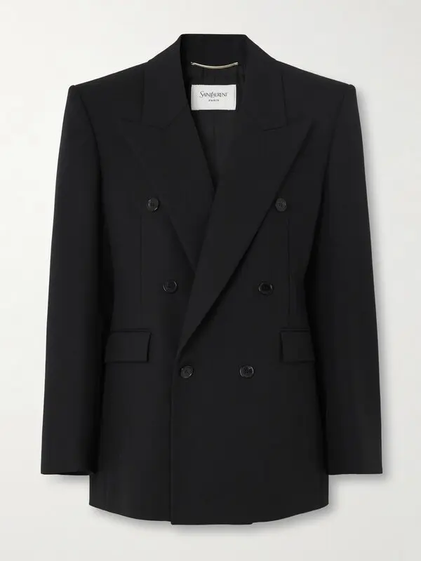 Saint Laurent Double-breasted Grain De Poudre Wool Blazer - Black