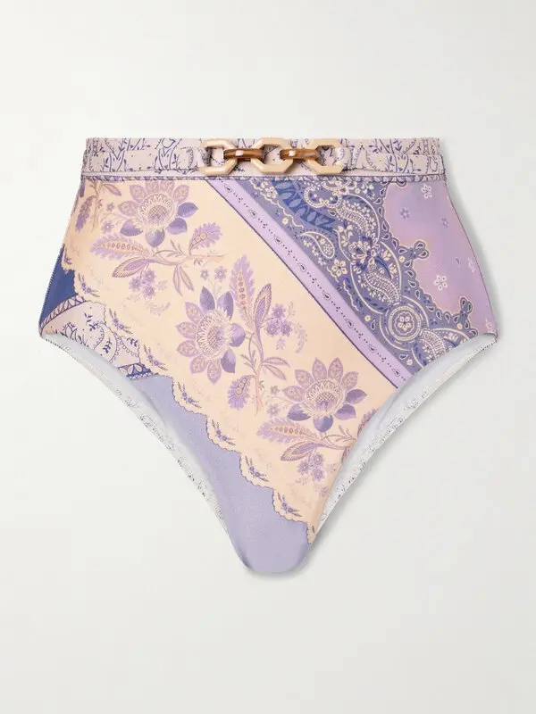 Zimmermann Lucky Belted Bikini Briefs - Purple