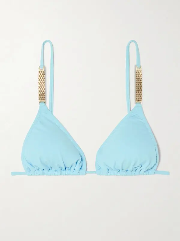 Melissa Odabash Maldives Embellished Triangle Bikini Top - Blue