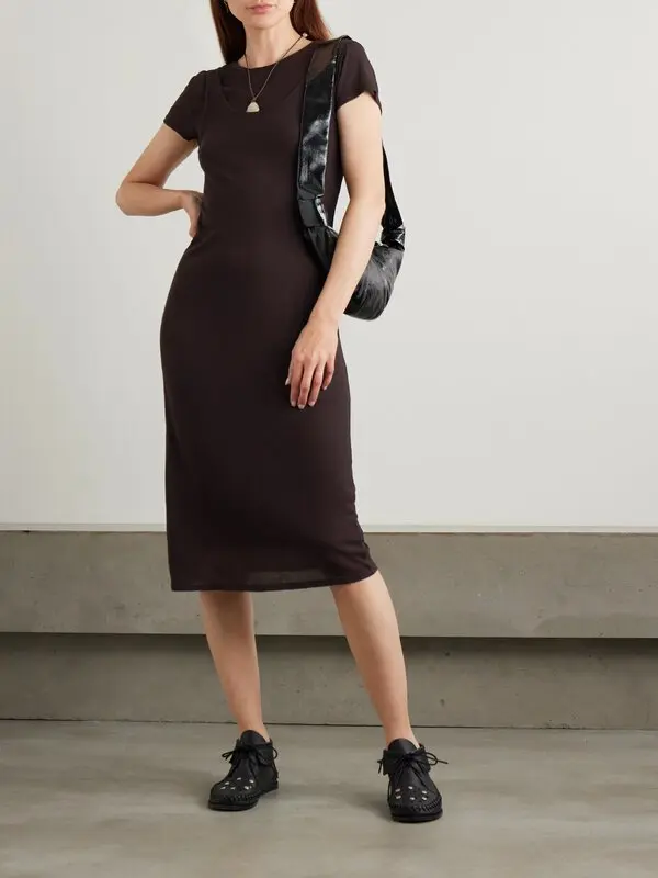 LESET Rozzi Layered Midi Dress - Brown