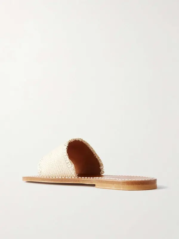 K.JACQUES Capri Raffia Slides - Beige