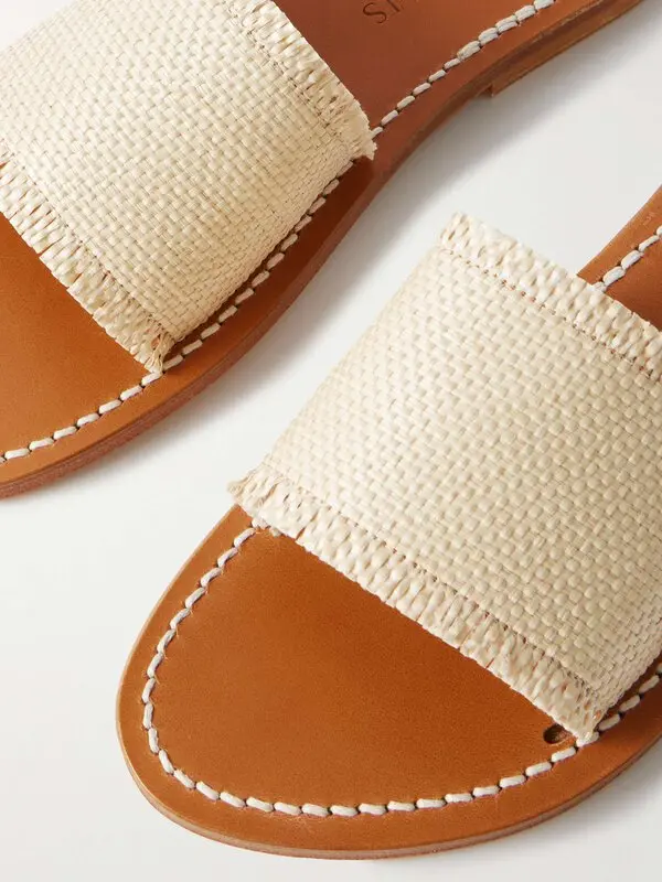 K.JACQUES Capri Raffia Slides - Beige